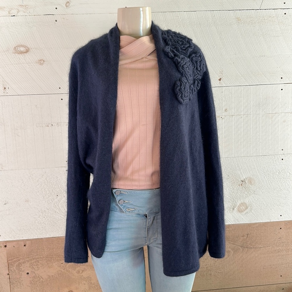 Navy Blue Angora Cardigan Cynthia Rowley Decorative D… - Gem